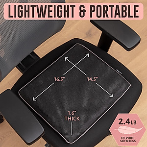 Gel Seat Cushion for Long Sitting - Honeycomb Cooling Pad with 1.2" Inches of Gel Padding & Padded Cover for Driving, Office Chair, Car or Wheelchair - Sciatica, Tailbone and Pressure Relief Pillow