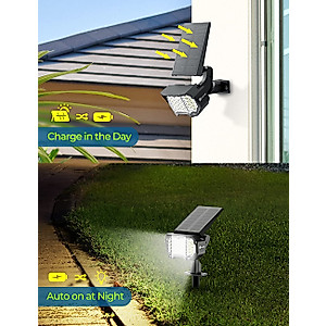 TeamMe 35 LEDs Solar Outdoor Lights, 2-in-1 Upgraded Solar Powered Landscape Spot Lights, Auto On/Off Wall Light for Garden Yard Driveway Pool, IP67 Waterproof Solar Flood Spotlights, 2 Packs