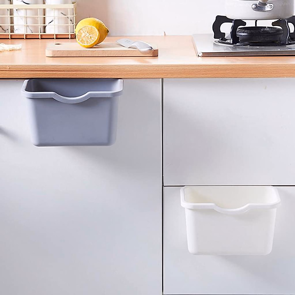 YS0911 Kitchen Wall Mounted Hanging Waste Bin for Cabinet Doors Small Trash Can Garbage Basket for Car Rubbish Container Compost Basket for Kitchen