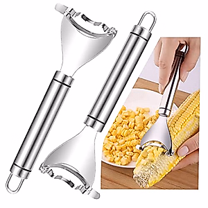 2 Pcs Corn Peeler Corn Planer Thresher Stainless Steel Corn Peeler for Corn On the Cob Corn Kernel Remover Tool Magic Corn Stripper Tool Corn Cutter Corn Scraper with Ergonomic Handle for Kitchen