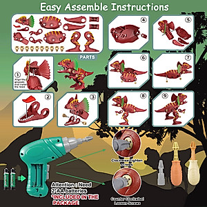 Dinosaur Toys for Kids 3-5, Stem Dinosaur Toys, Take Apart Dinosaur Toys for Boys w/Light Sound, Dino Construction Building Educational Learning Sets with Electric Drill, Birthday Easter Xmas Gifts