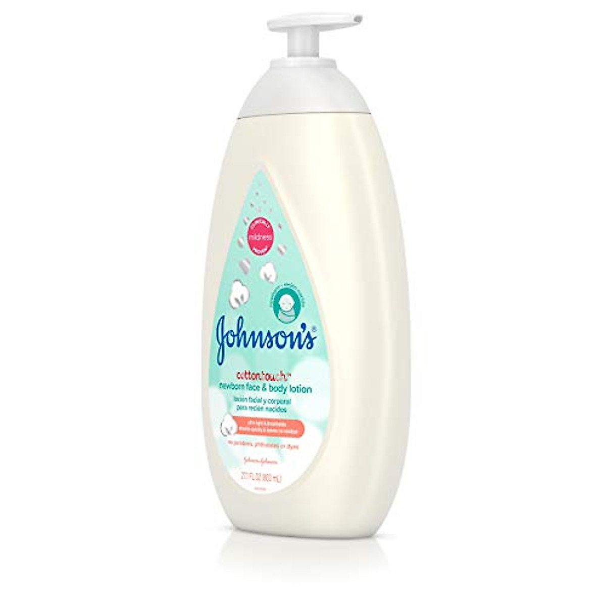 Johnson's Baby CottonTouch Newborn Baby Face and Body Lotion, Hypoallergenic and Paraben-Free Moisturization for Baby's Sensitive Skin, Made with Real Cotton, 27.1 fl. oz