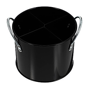 Hemoton Black Metal Storage Tray Rustic Farmhouse Table Caddy with Handles Functional Decorative Divided Box Vintage Style 4 Compartment Cutlery Condiment Napkin Organizer