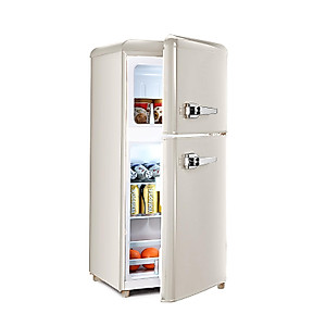 HOPDAY FLS-80G-cream Retro Compact Refrigerator, Cream