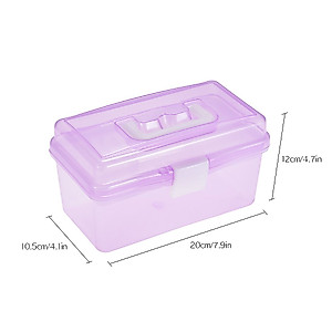 HUIOP Craft Storage Container,Clear Plastic Art Storage Box Watercolor Oil Painting Supplies Multipurpose Case Portable, Purple