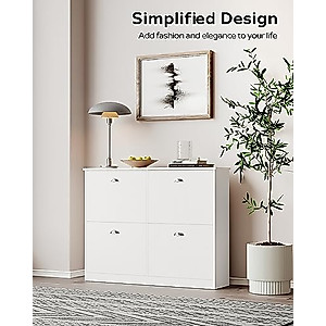 MIRROTOWEL Shoe Cabinet,Hidden Slim Narrow Shoe Rack Cabinet with 4 Drawers for Entryway, Foyer,Hallway,Bedroom,White