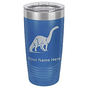 LaserGram 20oz Vacuum Insulated Tumbler Mug, Brontosaurus Dinosaur, Personalized Engraving Included (Dark Blue)