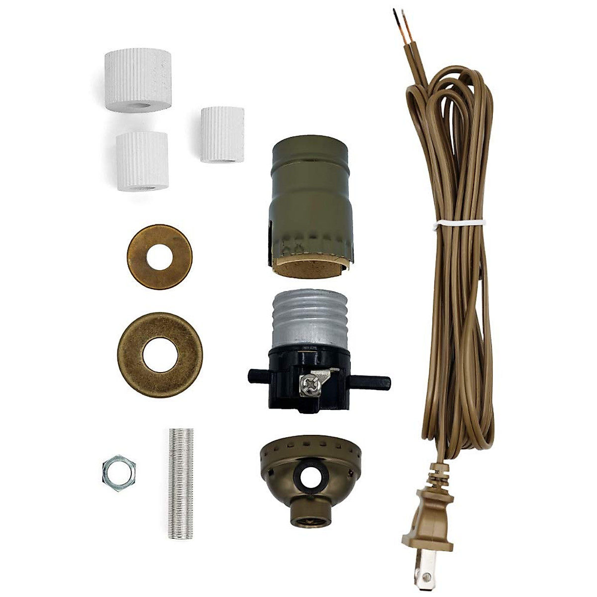 Creative Hobbies Antique Brass Finish Bottle Lamp Kit with 3 Rubber Adapters for Wine, Liquor Bottles, Jugs and More