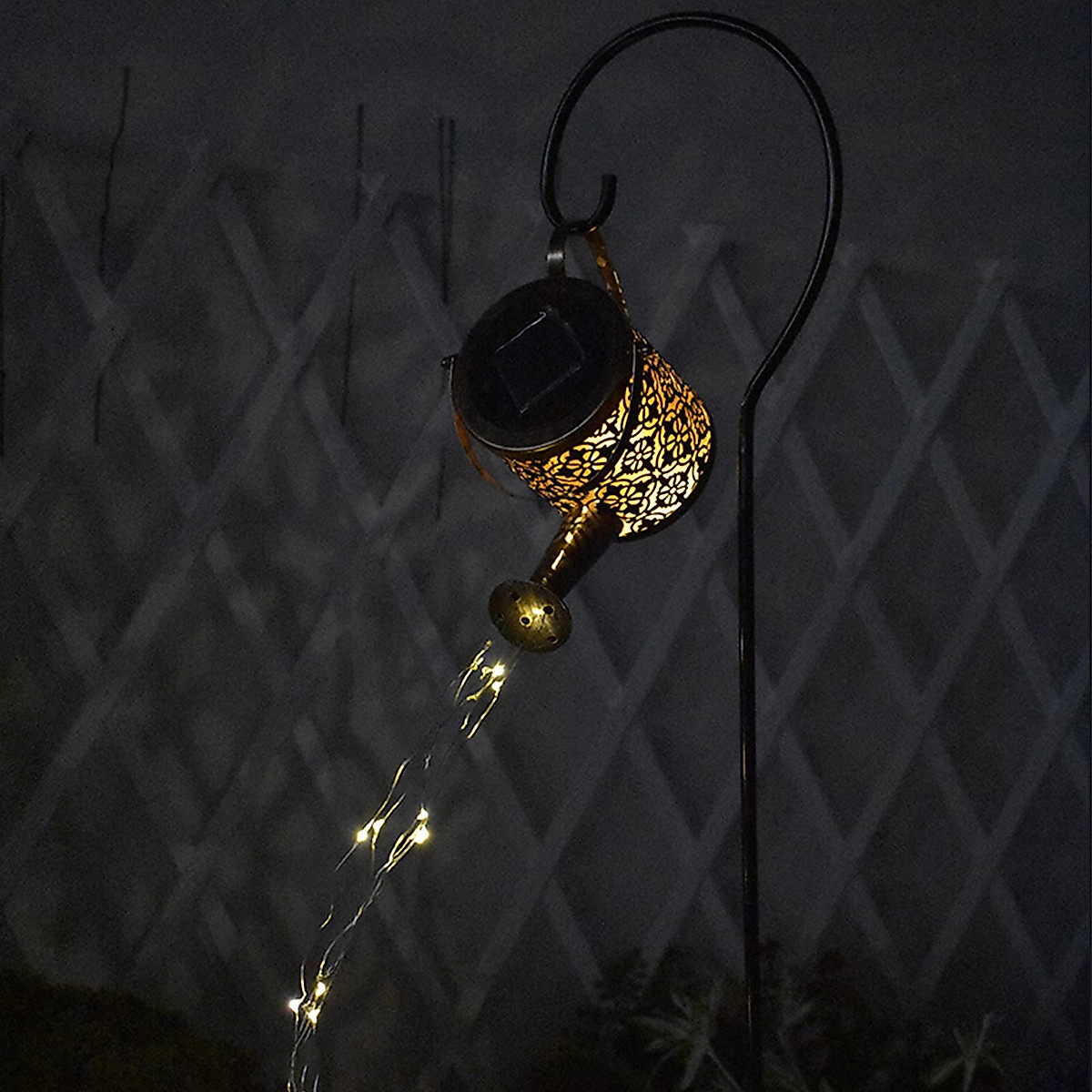 carduran Solar Garden Decor Led Art Lamp Watering Can Lights Garden Lawn Lamp Waterproof Durable LED Stars Shower Garden Art Light Decoration for Home A