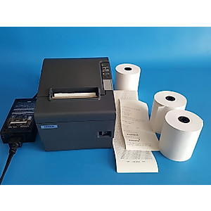 Epson TM-T88IV Model M129H - Dark Gray POS Thermal Receipt Printer USB Port with Epson PS-180 Power Supply & 3 Rolls of Receipt Paper - (Renewed)
