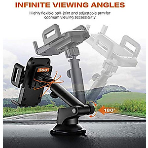 Pokanic Car Cell Phone Mount Stand Holder Cradle Dashboard Windshield Washable Sticky Gel Pad 360 Rotation Three-Side Grips Universal (Dashboard Mount)