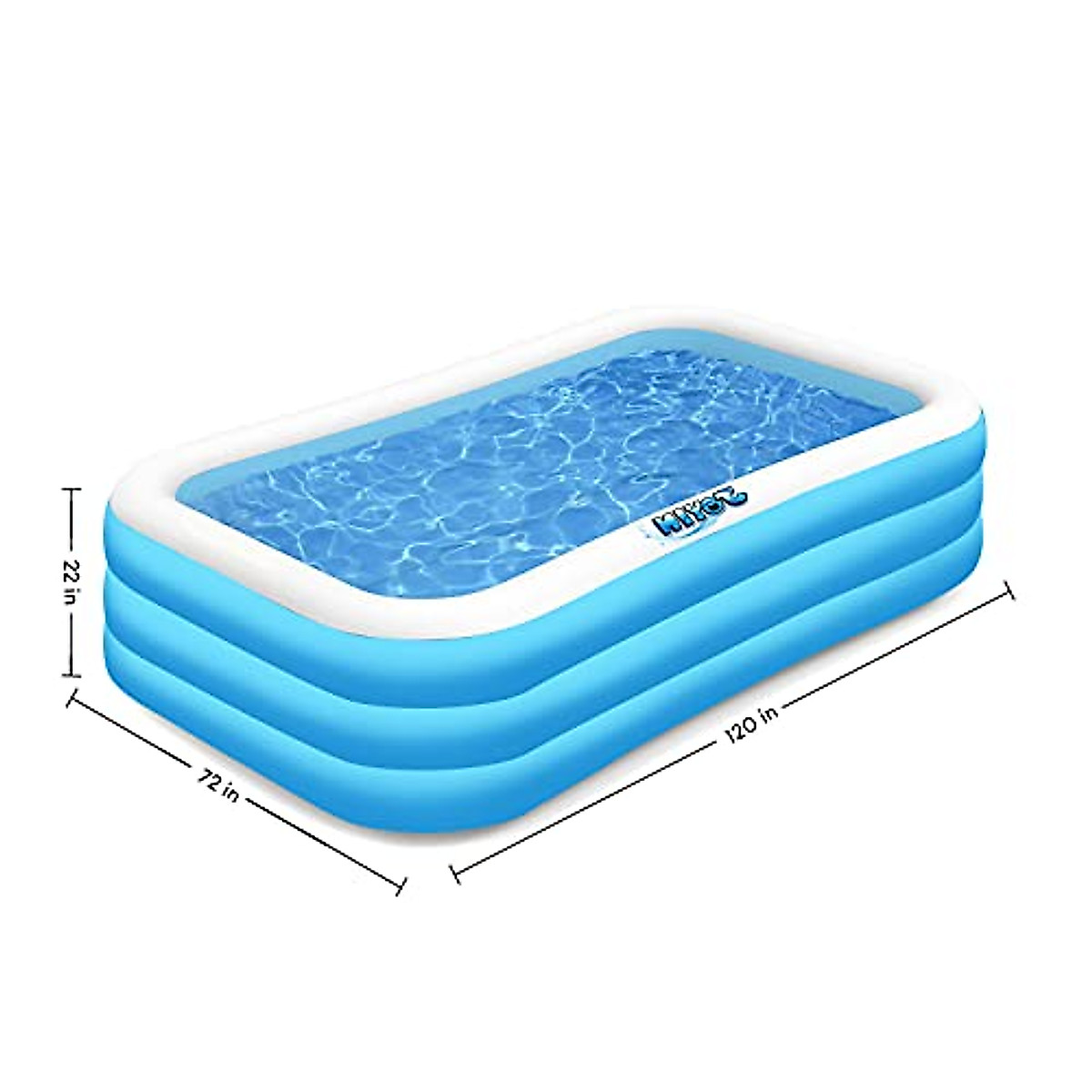 120" Inflatable Family Swimming Pool 120" X 72" X 22" Full-Sized Inflatable Lounge Pool for Baby, Kiddie, Kids, Adult, Infant for Ages 3+. Summer Fun Indoor Outdoor Water Party/Family Activity