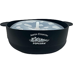 Amish Country Popcorn | Collapsible Silicone Microwave Popper with Customized ACP Logo | BPA and PVC Free Popcorn Bowl with Handles | Dishwasher Safe | Includes 2-2 oz Bags of Kernels (Black)