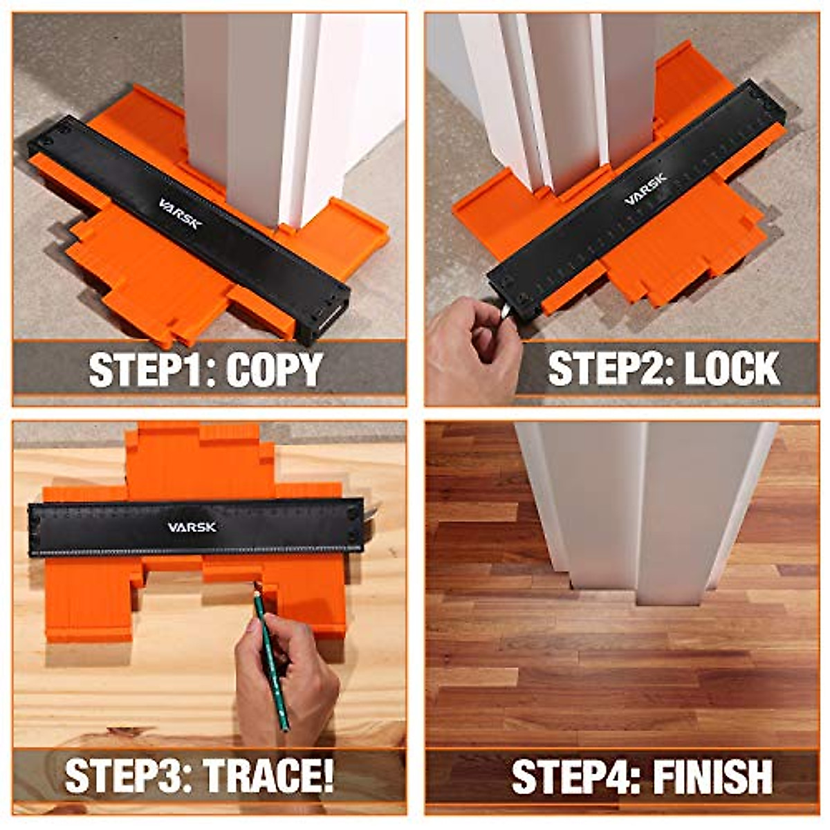 VARSK Contour Gauge Duplicator with Lock 10 inch - Shape Duplicator Profile Gauge Tool - Cool Gifts for Men DIY Woodworking Carpentry Flooring Handyman