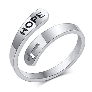 ANIEJUFI Stainless Steel Hope Cross Ring Minimalist Christian Finger Open Rings for Women Inspirational Jewelry Gifts, Hope