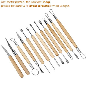 Blisstime Set of 30 Clay Sculpting Tools Wooden Handle Pottery Carving Tool Kit