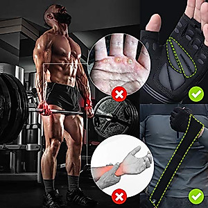 Trideer Padded Workout Gloves for Men - Gym Weight Lifting Gloves with Wrist Wrap Support, Full Palm Protection & Extra Grips for Weightlifting, Exercise, Cross Training, Fitness, Pull-up