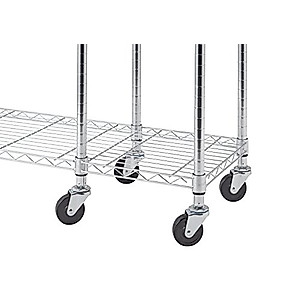 TRINITY EcoStorage Rolling Garment Rack with Shelves Hooks for Clothing Storage for Bedroom, Closet Organization, Entryway, and More, Chrome, 41” W x 14” D x 76” H