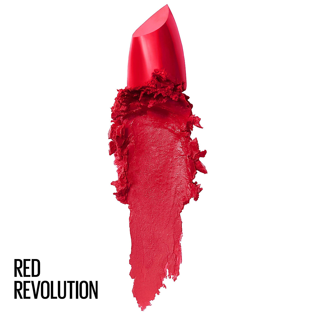 Maybelline Color Sensational Lipstick, Lip Makeup, Cream Finish, Hydrating Lipstick, Nude, Pink, Red, Plum Lip Color, Red Revolution, 0.15 oz; (Packaging May Vary)