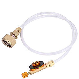 Alomejor Outdoor Camping Furnace Fittings Flat Gas Joint Liquefied Gas Cylinder Inflation Valve with Catheter Picnic Stove Head Gas Converter Refill Adapter