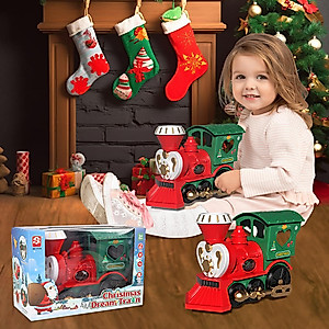 JUQU Train Toy for Christmas - Toy Train w/Lights & Customized Sounds for Christmas - 360° Rotation Moving Bump and Go Train Locomotive for Kids Toddlers for Age 3 4 5 6 7 8+ Boys Girls (Red/Green)