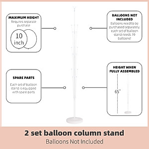 Balloon Column Stand Kit Set of 2 - Balloon Stand with Base, and Pole,Balloon Tower Backdrop Decoration for Wedding, Baby Shower, Birthday Party, or Bachelorette Parties (No Balloon)