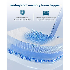 3 Inch Gel Memory Foam Mattress Topper Queen Size,Waterproof Mattress Pad Cover for Pressure Relief, Bed Protector Topper with Removable ，Soft & Sleep Peacefully