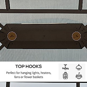 Outsunny 11' x 15' Hardtop Gazebo Canopy with Polycarbonate Roof, Aluminum Frame, Permanent Pavilion Outdoor Gazebo with Netting, for Patio, Garden, Backyard, Deck, Lawn, Beige