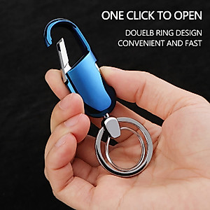 ASSCV Car Keys Keychain, Heavy Duty Keychains,Car Key Fob Accessory For Men and Women,With Elegant Metal Box (Blue)