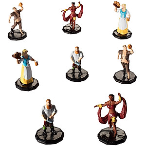 Monster Townsfolk Mini Fantasy Figures - 8pc Hand-Painted Pub Workers Non Player Character NPC Miniatures- 1" Hex-Sized Compatible w DND Dungeons Dragons Pathfinder RPG Tabletop Games