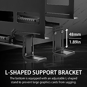 EZDIY-FAB Vertical PCIe 4.0 GPU Mount Bracket Graphic Card Holder with 5V 3 Pin ARGB LED Module, Video Card VGA Support Kit with PCIe 4.0 X16 Gen4 17cm/6.69in Riser Cable 90 Degree Right Angle (Black)