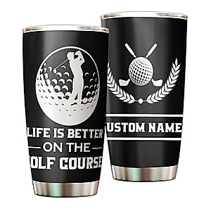 Custom Golf Tumblers Gift for Golfer, Tumblers Personalized Name, Golf Coffee Mug Tumbler, Stainless Steel Tumbler 20oz Golfer Gift (04)