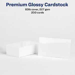 Avery Clean Edge Printable Business Cards with Sure Feed Technology, 2" x 3.5", Glossy White, 200 Blank Cards for Inkjet Printers (8859)