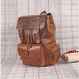 BIDRACHIE Brown Leather Backpack, Genuine Top Grain Leather Rucksack, Leather Travel Bag For Men & Women, Genuine Fine Leather Bags Manufacturers