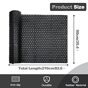 uyoyous Rubber Floor Mat with Drainage Holes 83"x35" Commercial Grade Grease Resistant Anti-Fatigue Rubber Floor Mat with Non-Slip Backing Heavy Duty Floor Mat for Industrial Kitchen