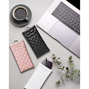 Double Soft Glasses Case Pu Sunglasses Case Squeeze Top Eyeglass Case Pouch Bag (Pink)