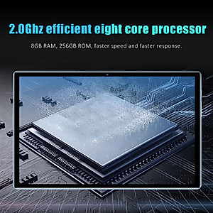 10.1in 8 Core Tablet 8GB RAM 256GB ROM 4G WiFi, Keyboard Mouse, Blue (US Plug)