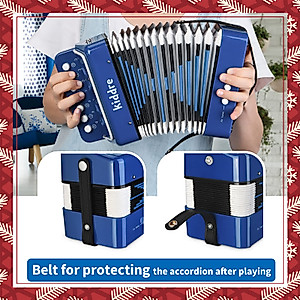 Kiddire Kids Accordion, 10 Keys Button Toy Accordion Musical Instruments for Children Kids Pre-Kindergarten Toddlers Beginners(Blue)