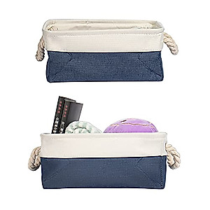 HOSEN 6 PACK Storage Large Basket Set - Collapsible Sturdy Cotton Organizer Basket Bin Box with Carry Handles for Linens, Towels, Toys11.8 X 7.8 X 5.1"