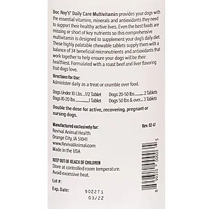 Doc Roy's Daily Care Multivitamin with Minerals for Dogs- Canine Daily Health Supplement- 365 ct Tablets