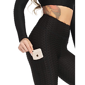 SEASUM Women's High Waist Yoga Pants Tummy Control Slimming Booty Leggings Workout Running Butt Lift Tights L