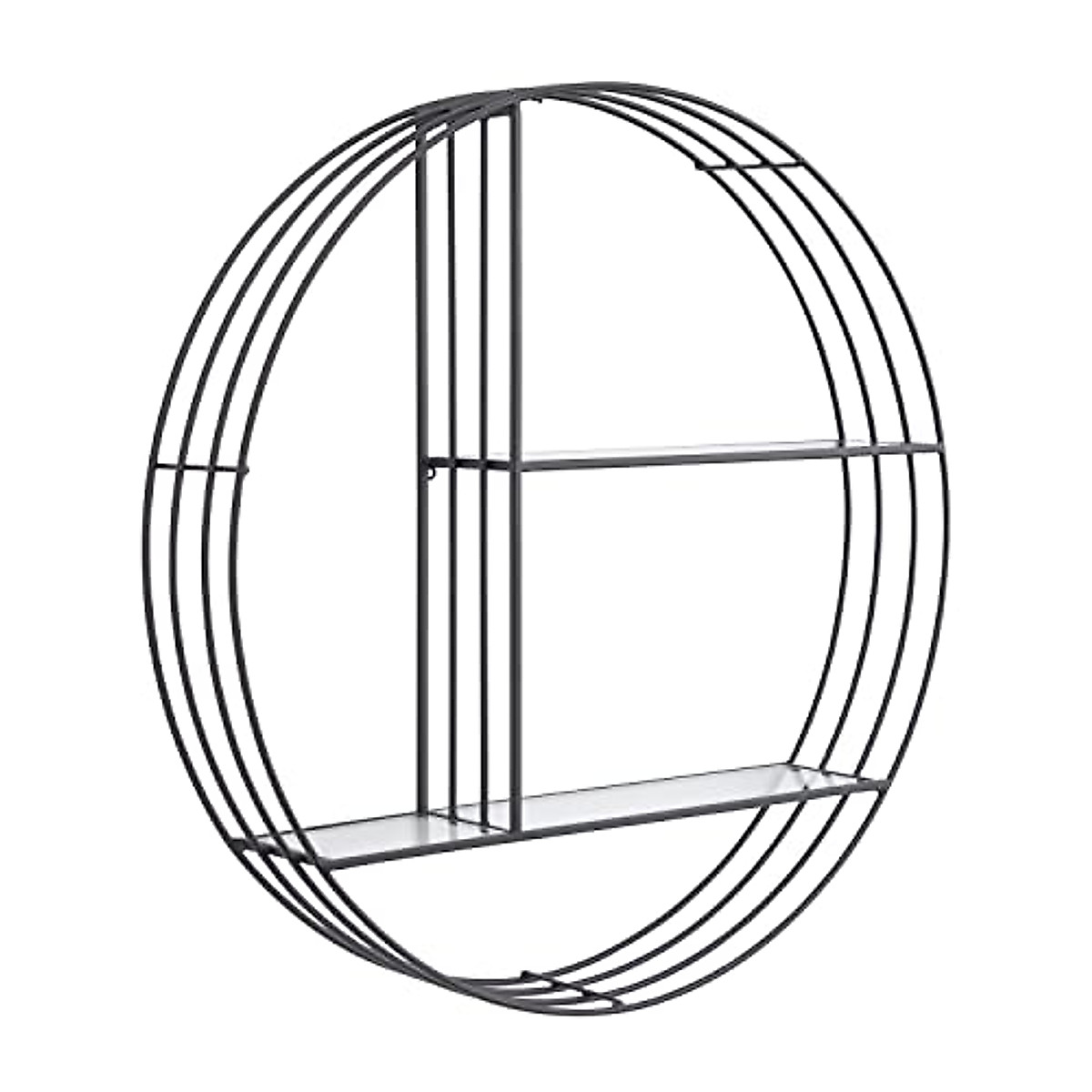 CosmoLiving by Cosmopolitan Metal Round 2 Shelves Wall Shelf, 32" x 6" x 32", Black