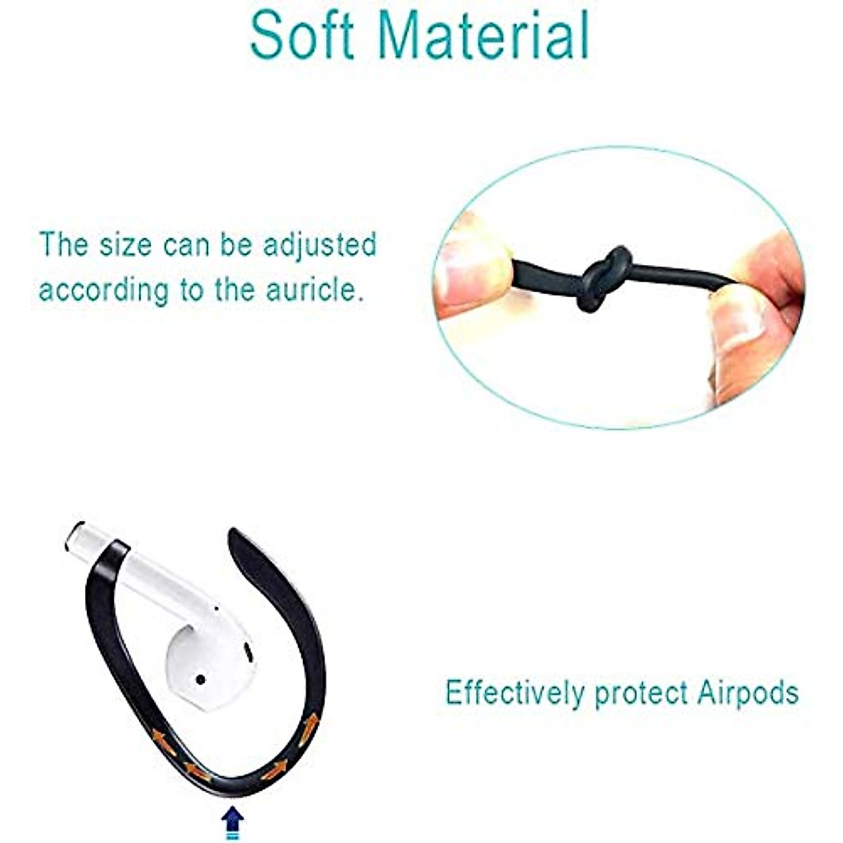 2 Pairs Ear Hooks Accessories Compatible with Apple AirPods 1 & 2 & 3 and Pro Sports Headset EarHooks Great with Cycling,Gym,Dancing,Running,Fishing and Other Sports (Black)