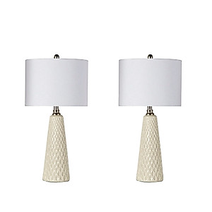 Decor Therapy MP1631 Jameson Textured Ceramic Table Lamps, Set of 2, 13x13x26.5, Ivory, 2 Count