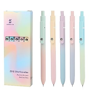 Ddaowanx Gel Pens, 5 Pcs 0.7mm Quick Dry Black Ink Pens Fine Point Smooth Writing Pens, Cute Office School Supplies Gifts for Women (5 Pcs Gradient-Black Ink)