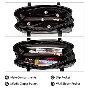 CHERUTY Handbags and Purses for Women, PU Leather Designer Top-Handle Bags Satchel (Black)