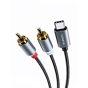 SOOMFON USB C to RCA Audio Cable 6.6ft USB Type C to 2 Male RCA Adapter Audio Stereo Cord Compatible with iPad Pro 2021, Samsung S21 Ultra S20 Note20 Tab S7, Pixel 5