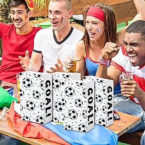 Gersoniel 30 Pack Paper Soccer Party Favor Bag, Soccer Candy Goodie Treat Bags Football Snack Bags Soccer Goodie Bag Soccer Print Sports Themed Birthday Party Supplies for Football Party Decor (White)