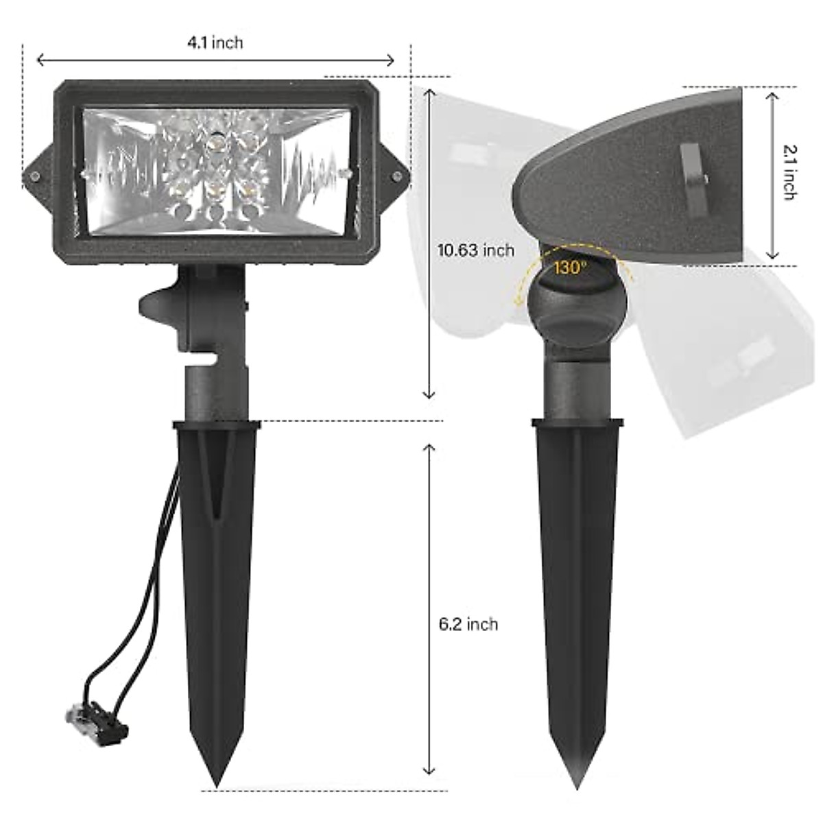 VENUS MANUFACTURING 2 Pack Low Voltage Wall Wash Lights 12V LED Landscape Lighting 18 Watt 600 Lumen Flag Light 2700K Warm White Metal Outdoor Spotlight Black Trees Light for Garden & Yard