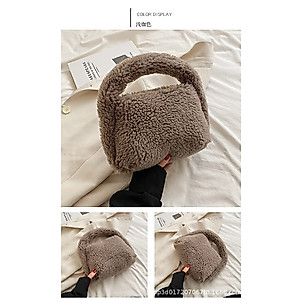 XPONNI Fuzzy Dumpling Bag, Cute Fluffy Bags Y2k, Cute Mini Handbags, Faux Fur Bag, Plush Underarm Bag (Light Brown)